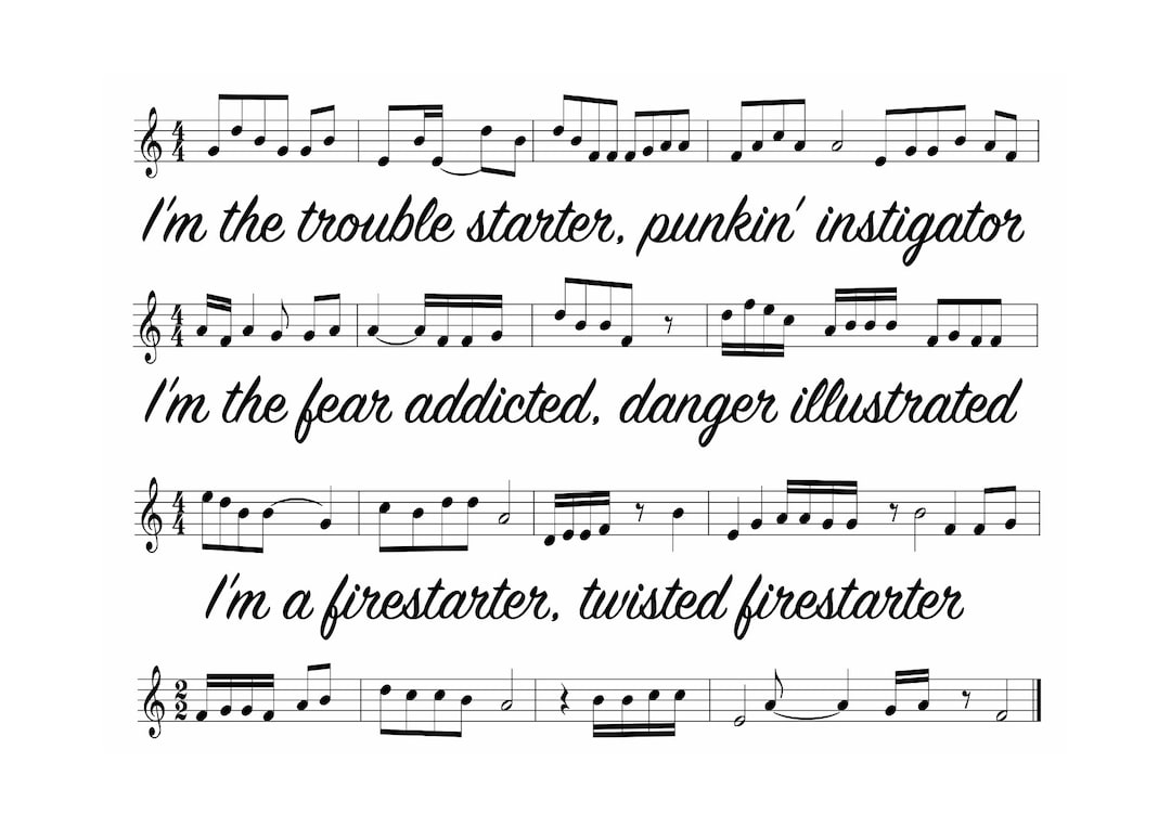 The Prodigy - Firestarter - Song Sheet Poster - A4 Size - Etsy UK