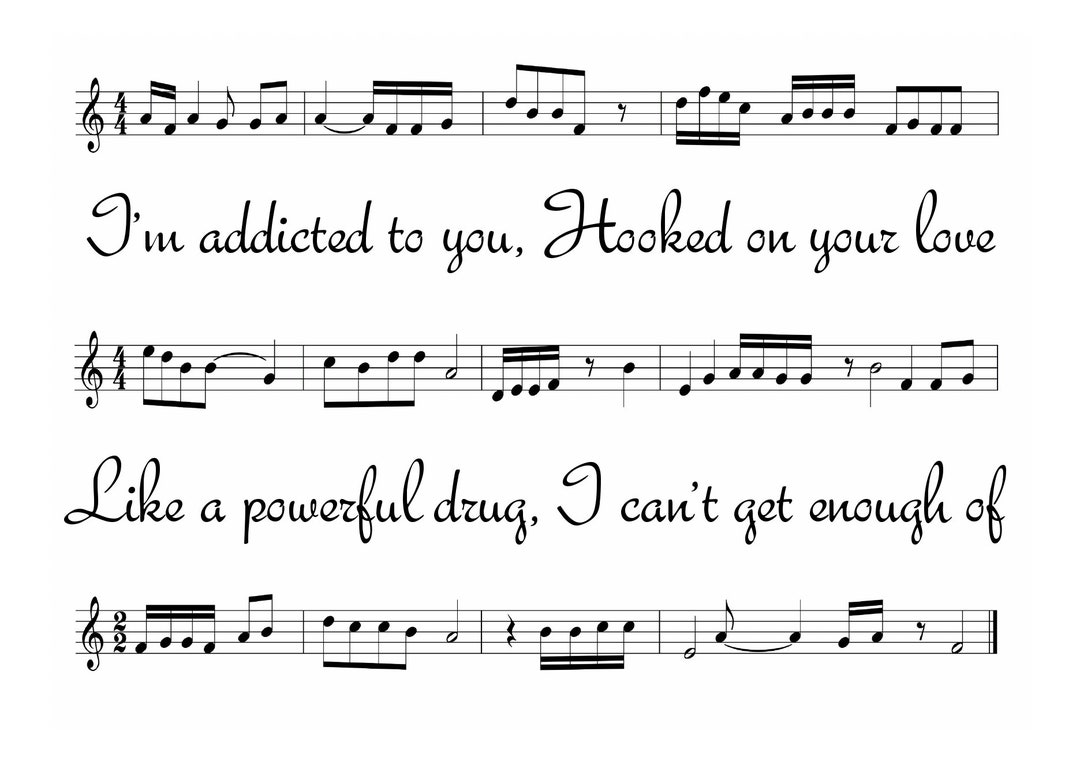 Avicii - Addicted to You - Song Sheet Poster - A4 Size - Etsy