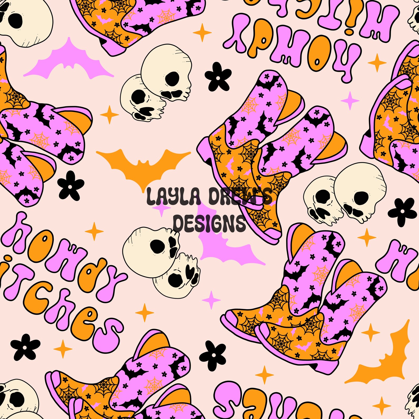 Howdy Witches Seamless File Halloween Seamless Pattern Halloween ...