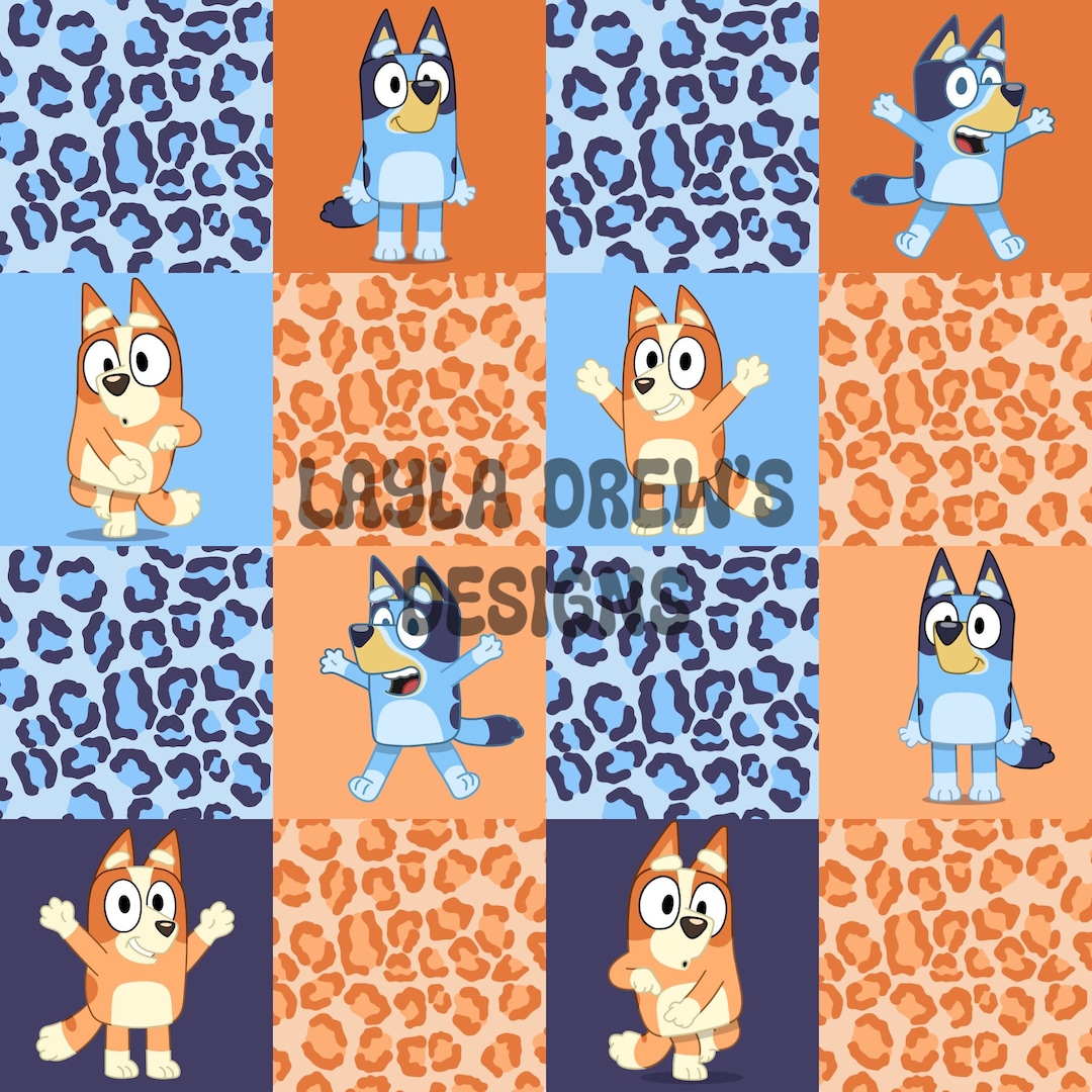 Bluey Leopard Patchwork Seamless File | Blue Heeler Dog Show | Leopard ...