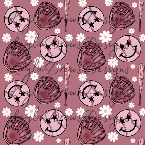Girly Baseball Seamless File Seamless Pattern - Etsy