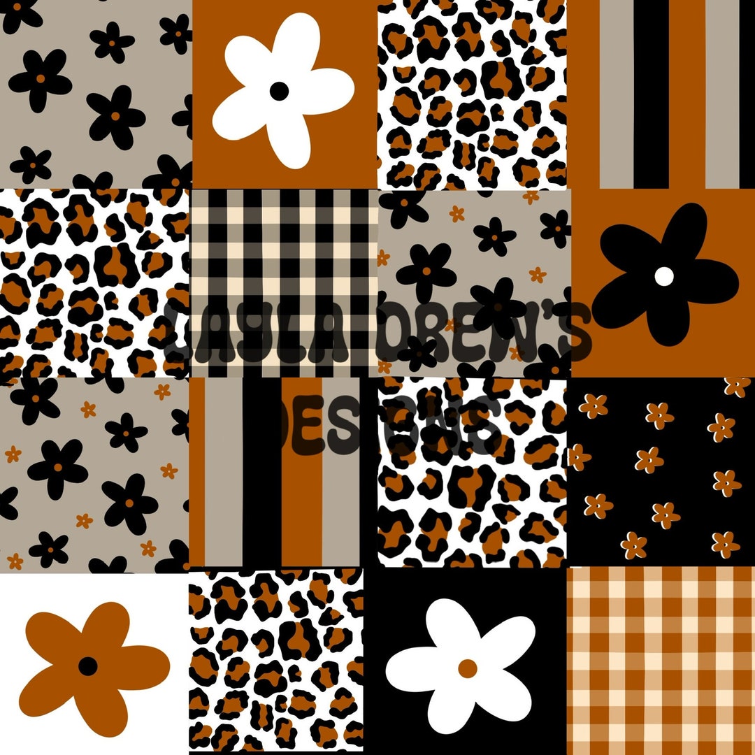 Boho Fall Patchwork Seamless File Patchwork Design Fall Florals ...