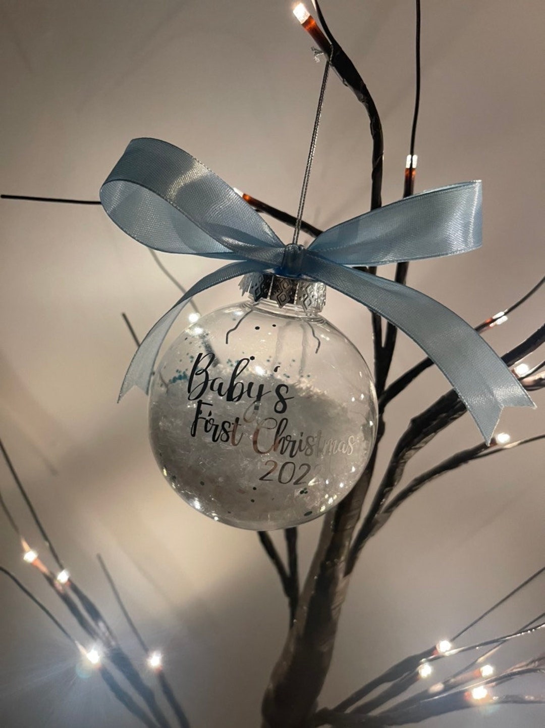 Personalised Babys First Christmas Tree Baubles Pink Blue or - Etsy UK