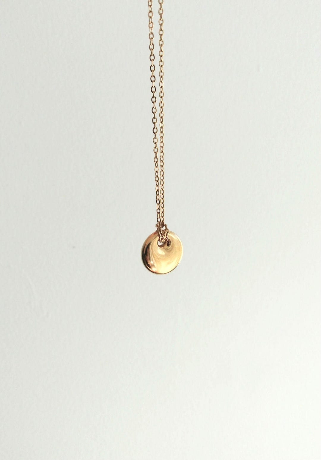 Puffed Solid Circle Charm Necklace Gold - Etsy
