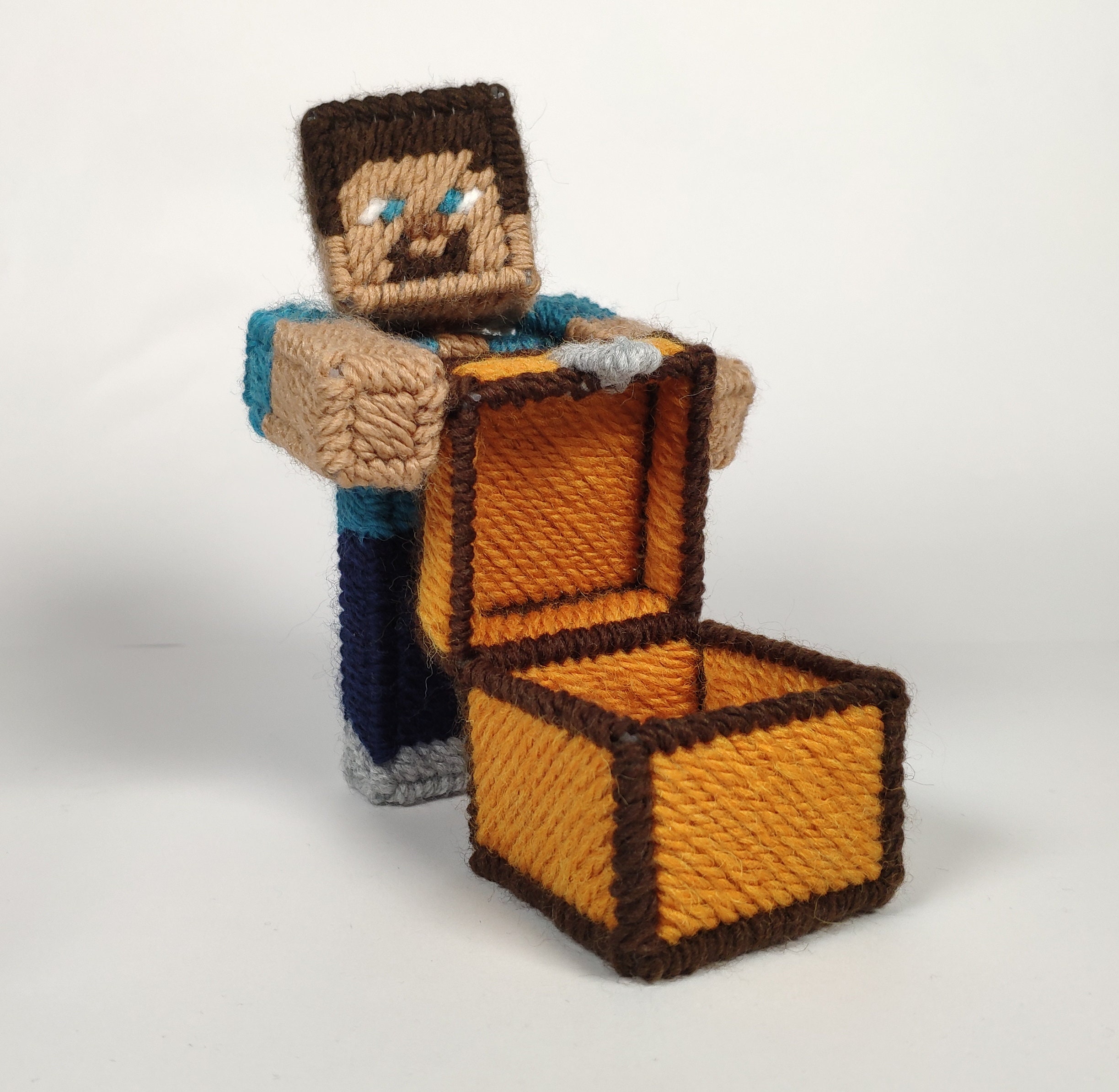 Minecraft Chest Plastic Canvas Pattern, Download Pdf, Gamer Desk Decor ...