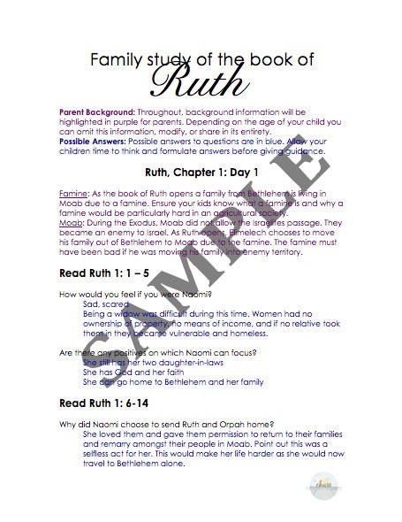 The Book of Ruth for Tweens and Teens | Family Bible Study |youth Group ...