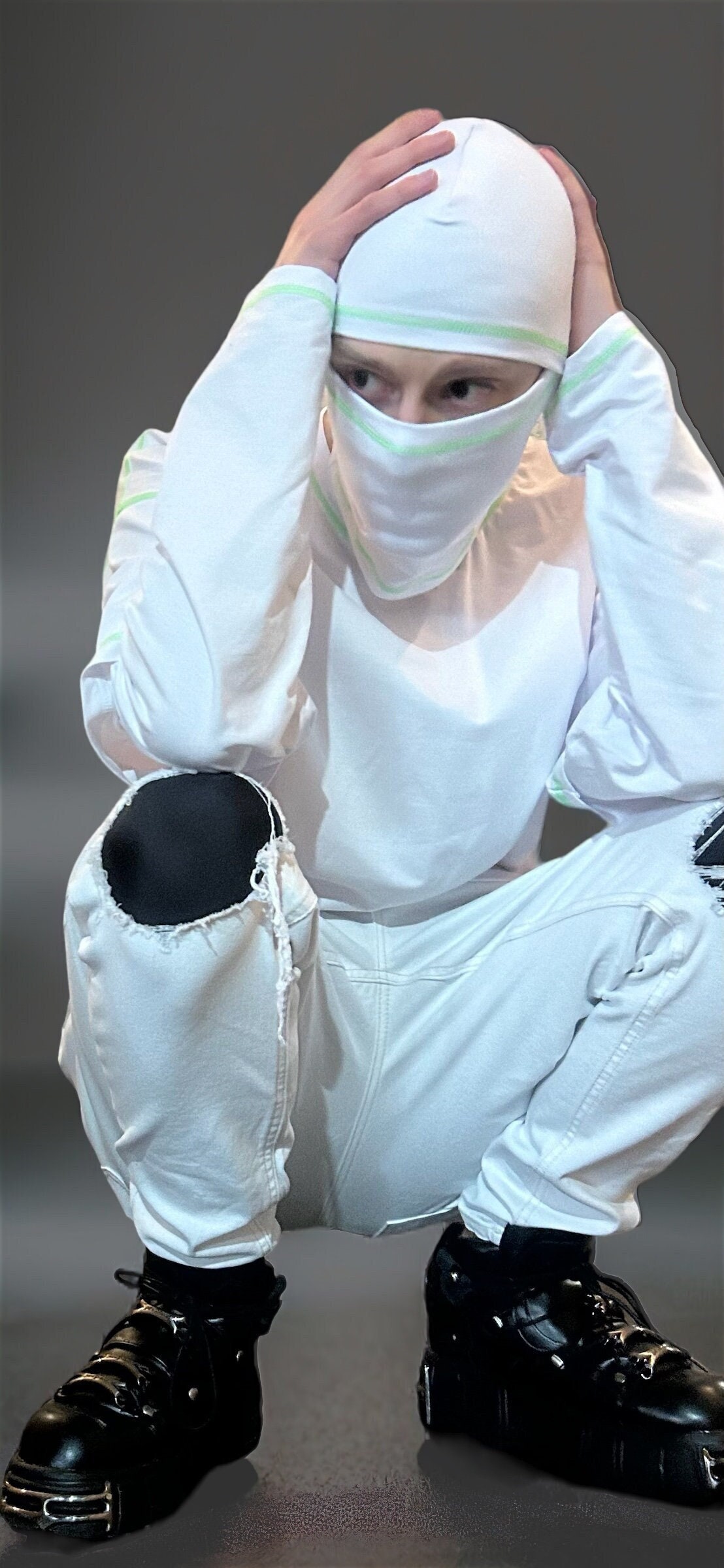 Balaclava Double Layer With White & Neon Colors - Stylish Winter Face ...