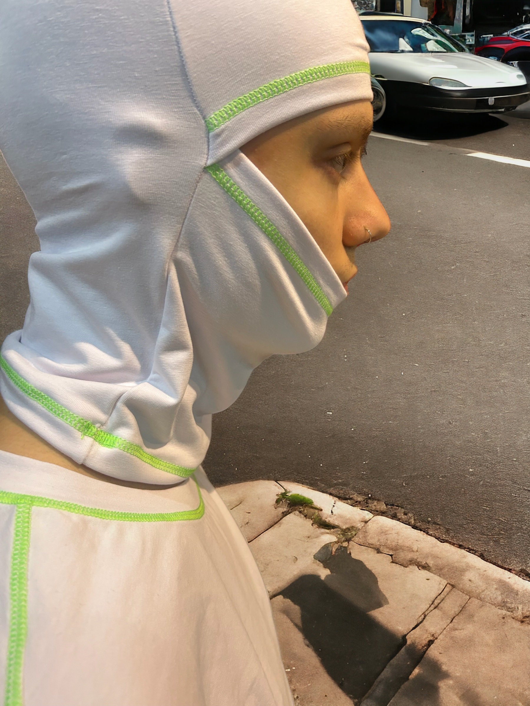 Balaclava Double Layer With White & Neon Colors - Stylish Winter Face ...