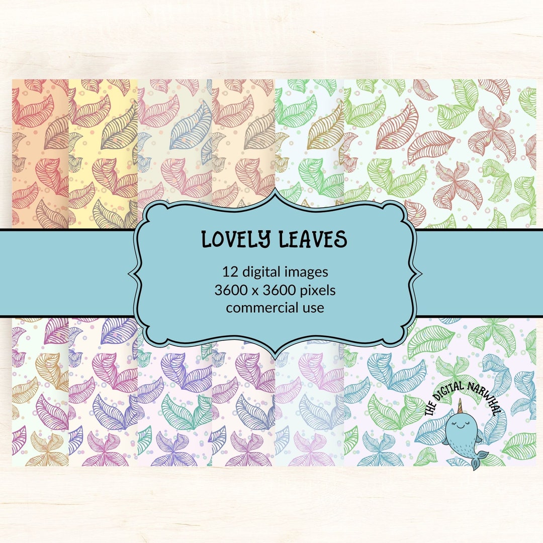 Lovely Leaves Seamless Digital Paper | Pack of 12 | 300 Dpi ...
