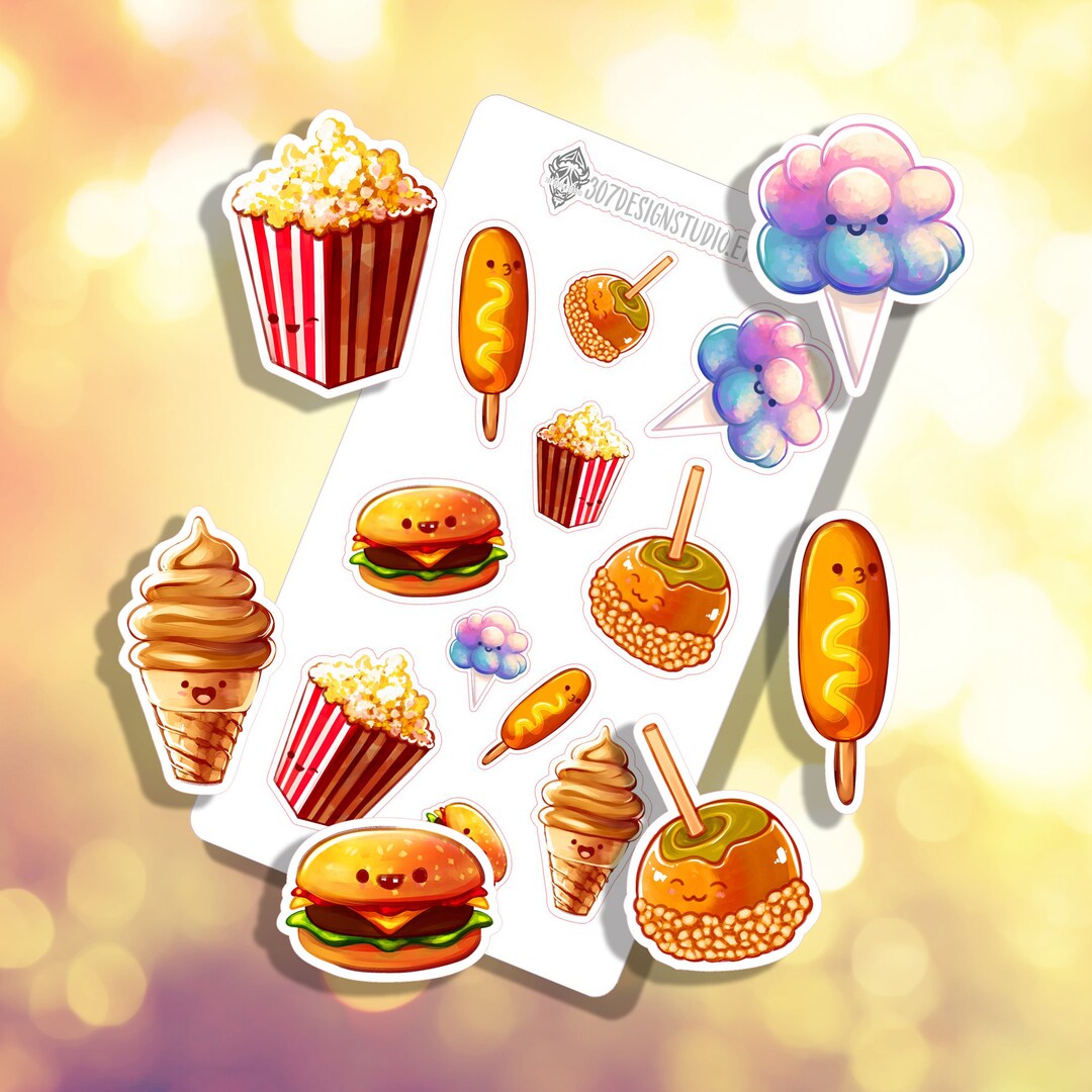 Cute Fair Foods Sticker Sheet Journaling Planning Stickers Cute ...