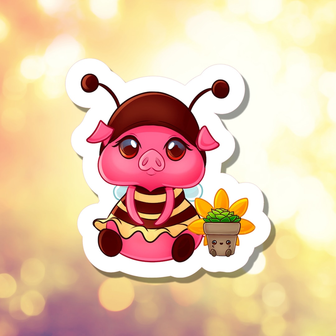 Baby Bumble Bee Costume Pig Waterproof Sticker | Laptop Water Bottle ...