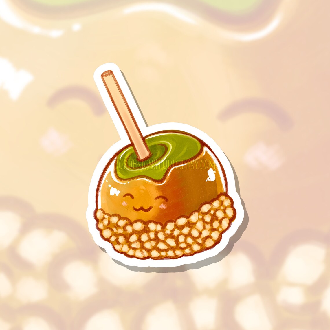 Caramel Apple Die Cut Waterproof Sticker Laptop Water Bottle Decorative ...