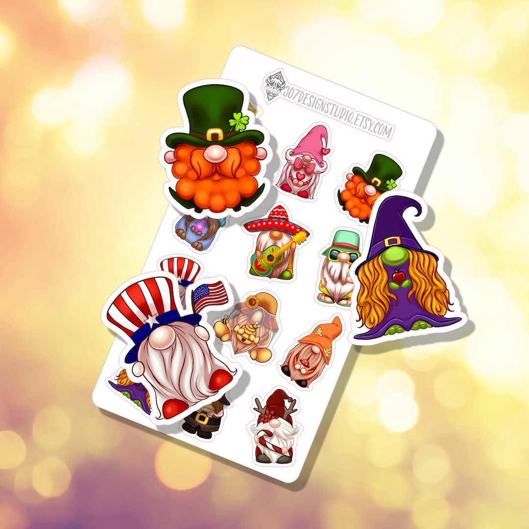 12 Months of Gnomes | Decorative Sticker Sheet | Scrapbooking, Planners ...