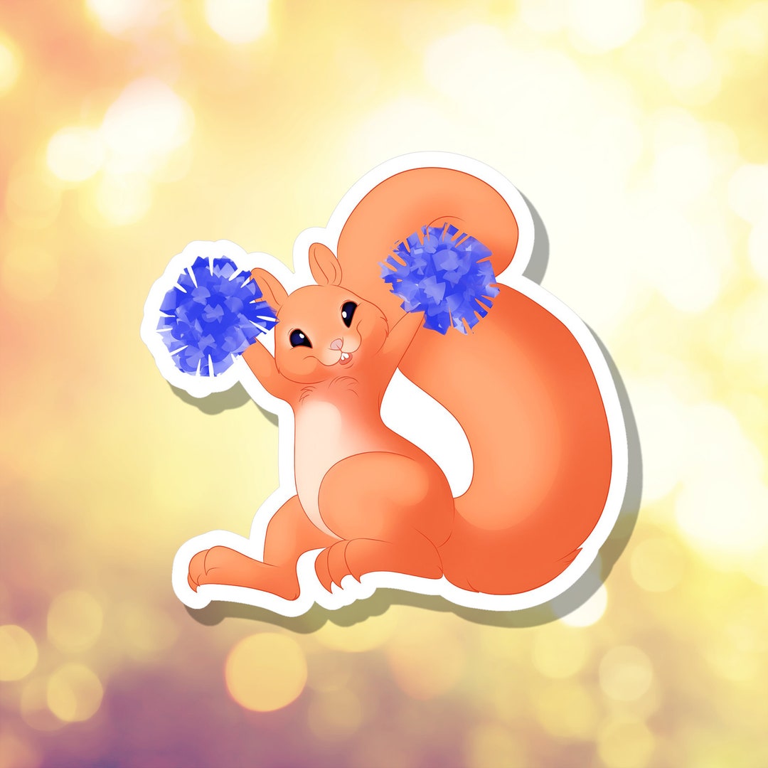 Cheerleading Squirrel Edith Die Cut Waterproof Sticker Laptop Water ...
