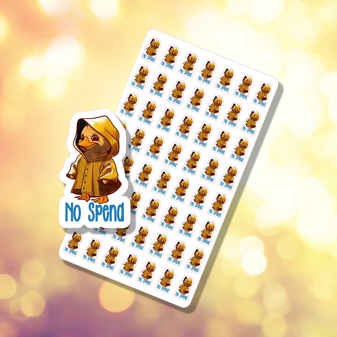 Raincoat Duckling No Spend Sticker Sheet | Challenge Budgeting Planner ...