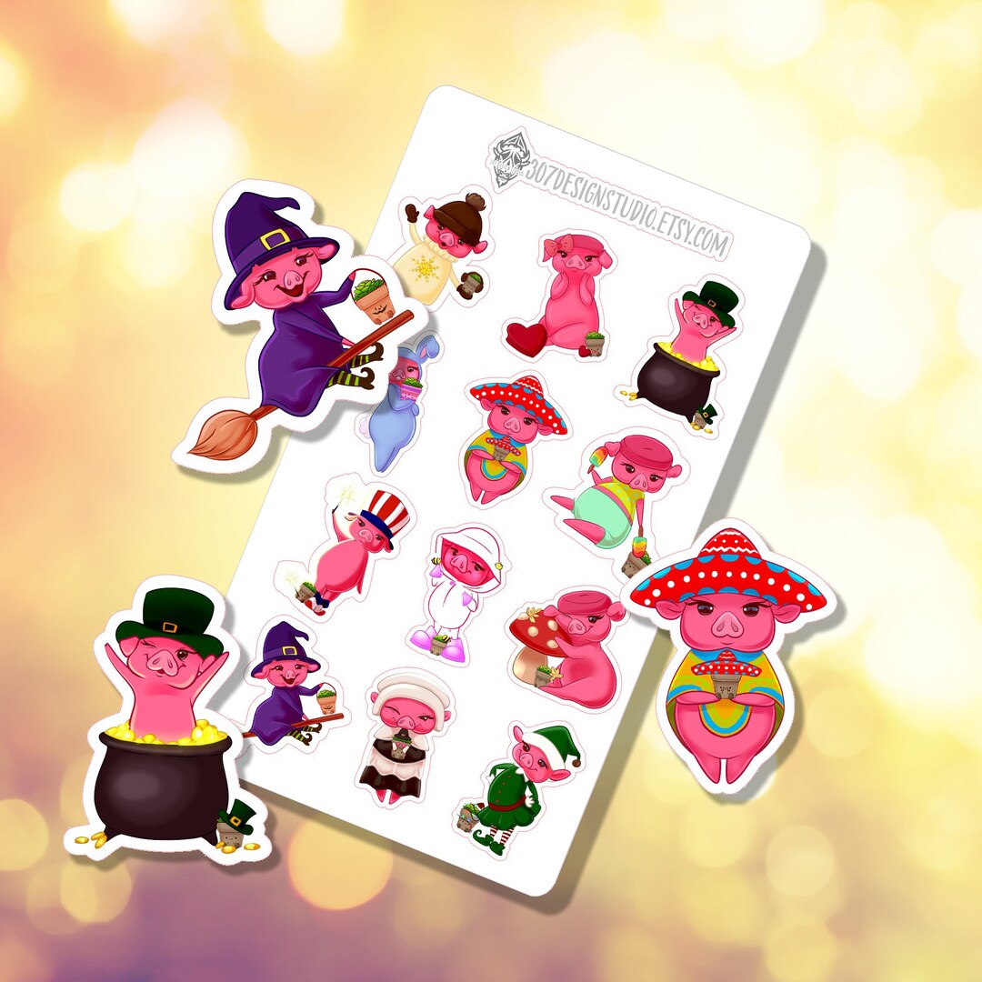 12 Months of Georgette & Fred Jr Sticker Sheet | Journaling Planning ...