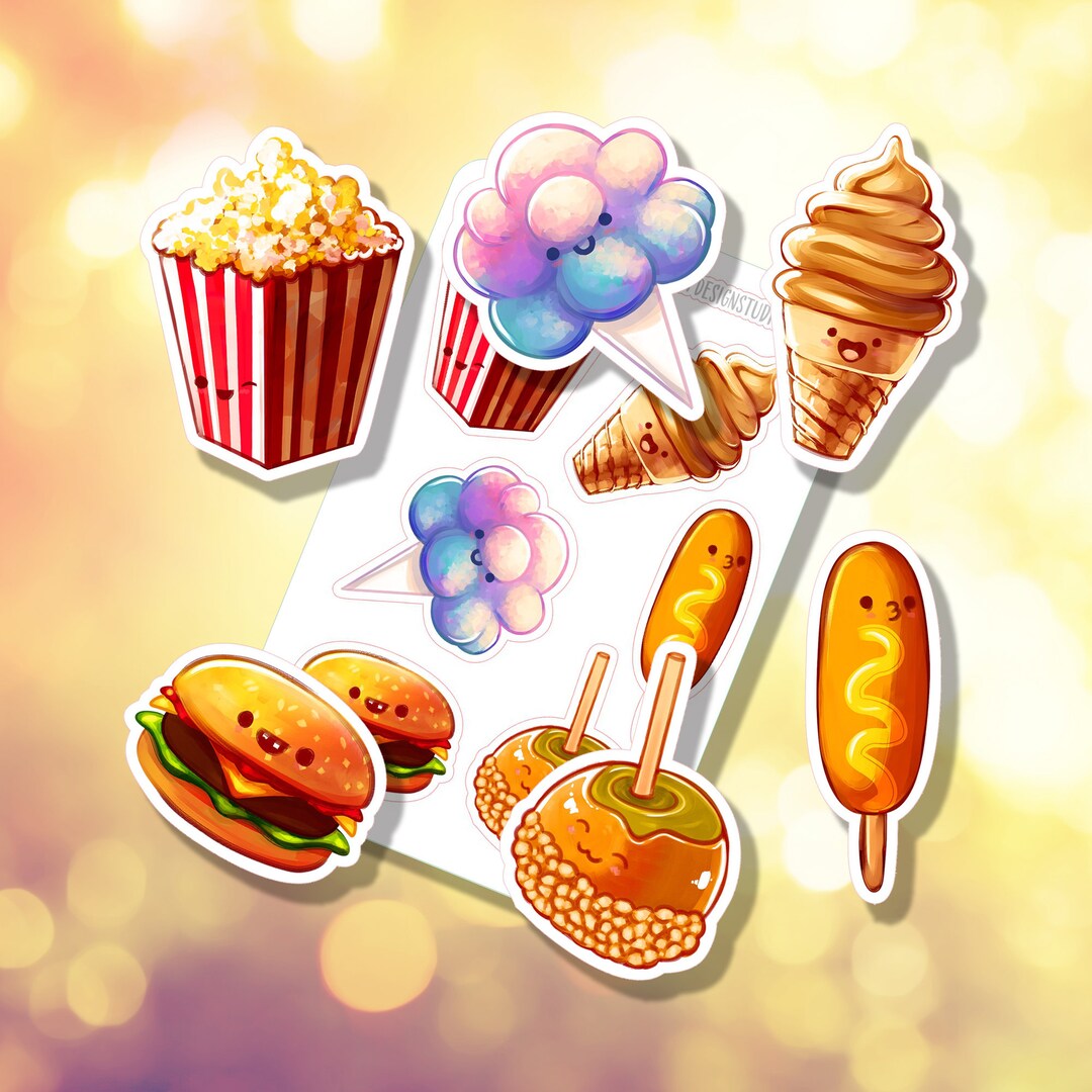 Cute Fair Foods Mini Decal Sheet | Small Laminated Decals | Cute ...