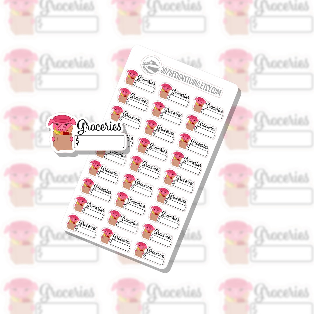 Piggy Bank Fillable Sticker Grocery Budgeting Planner - Etsy
