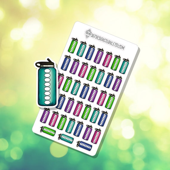 Water Intake Tracker Icon Sticker Planner Sticker Sheet - Etsy