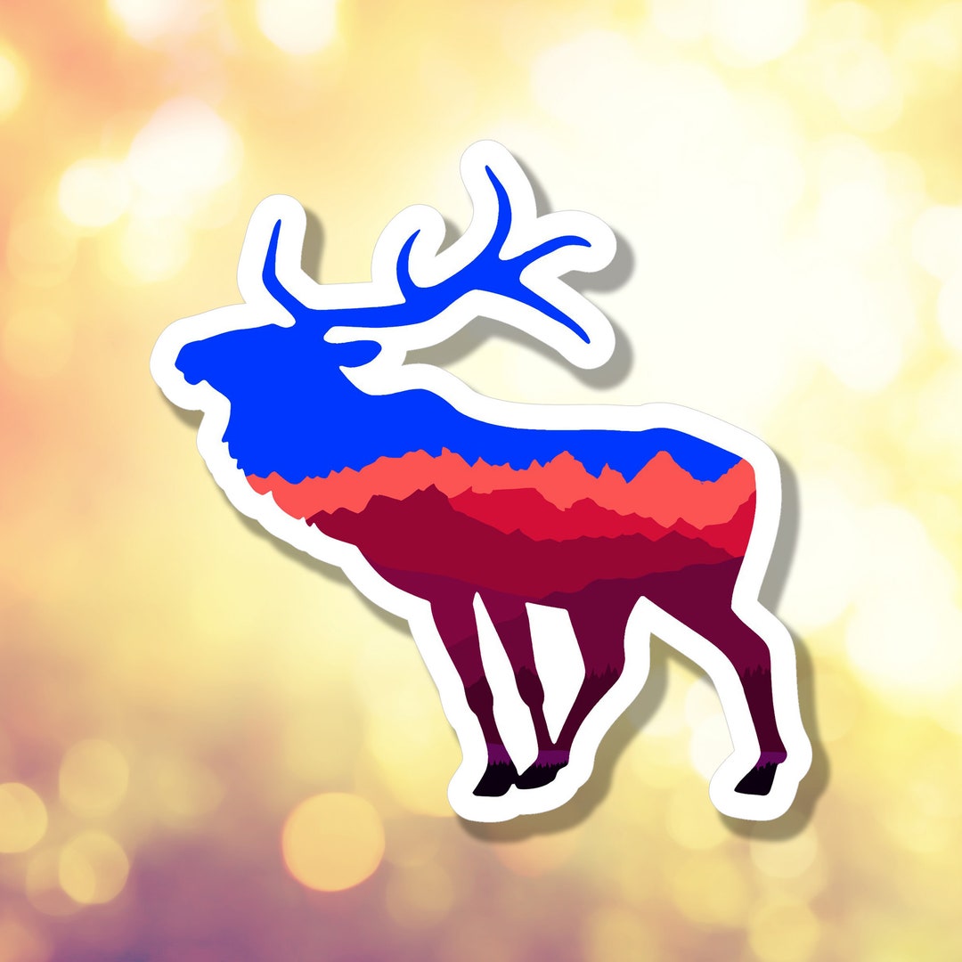 Mountain Elk Die Cut Glossy Waterproof Sticker | Laptop Water Bottle ...