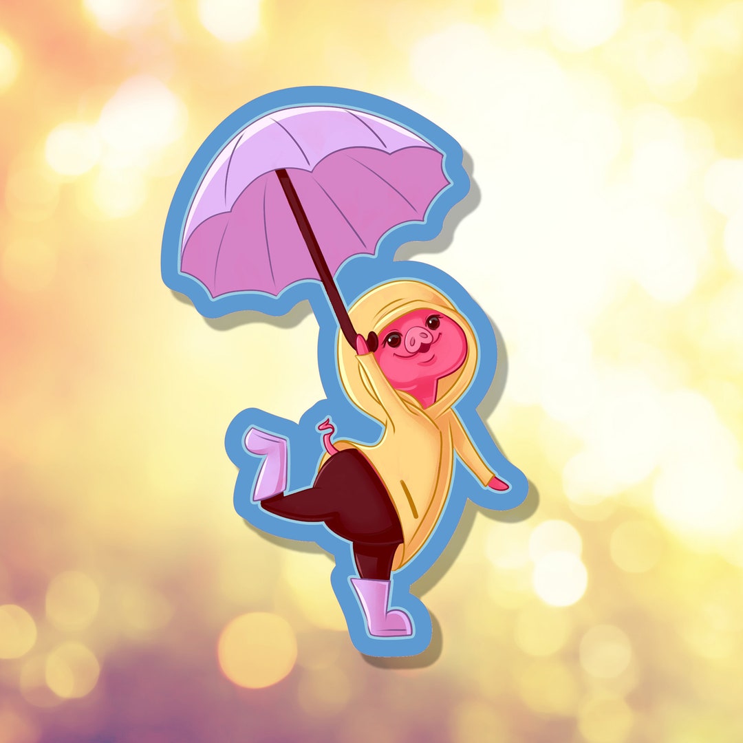 April Showers Pig Waterproof Sticker | Laptop Water Bottle Decorative ...