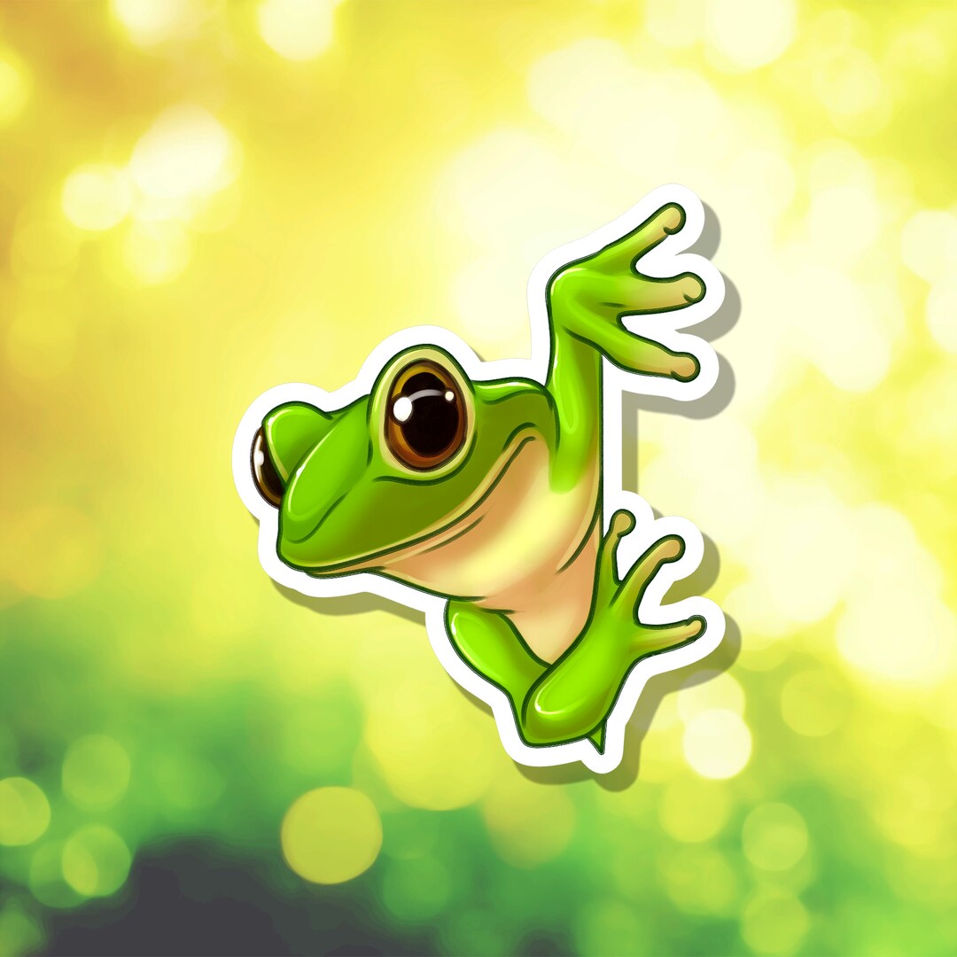 Smiling Frog Waterproof Sticker | Laptop Water Bottle Decorative Animal ...