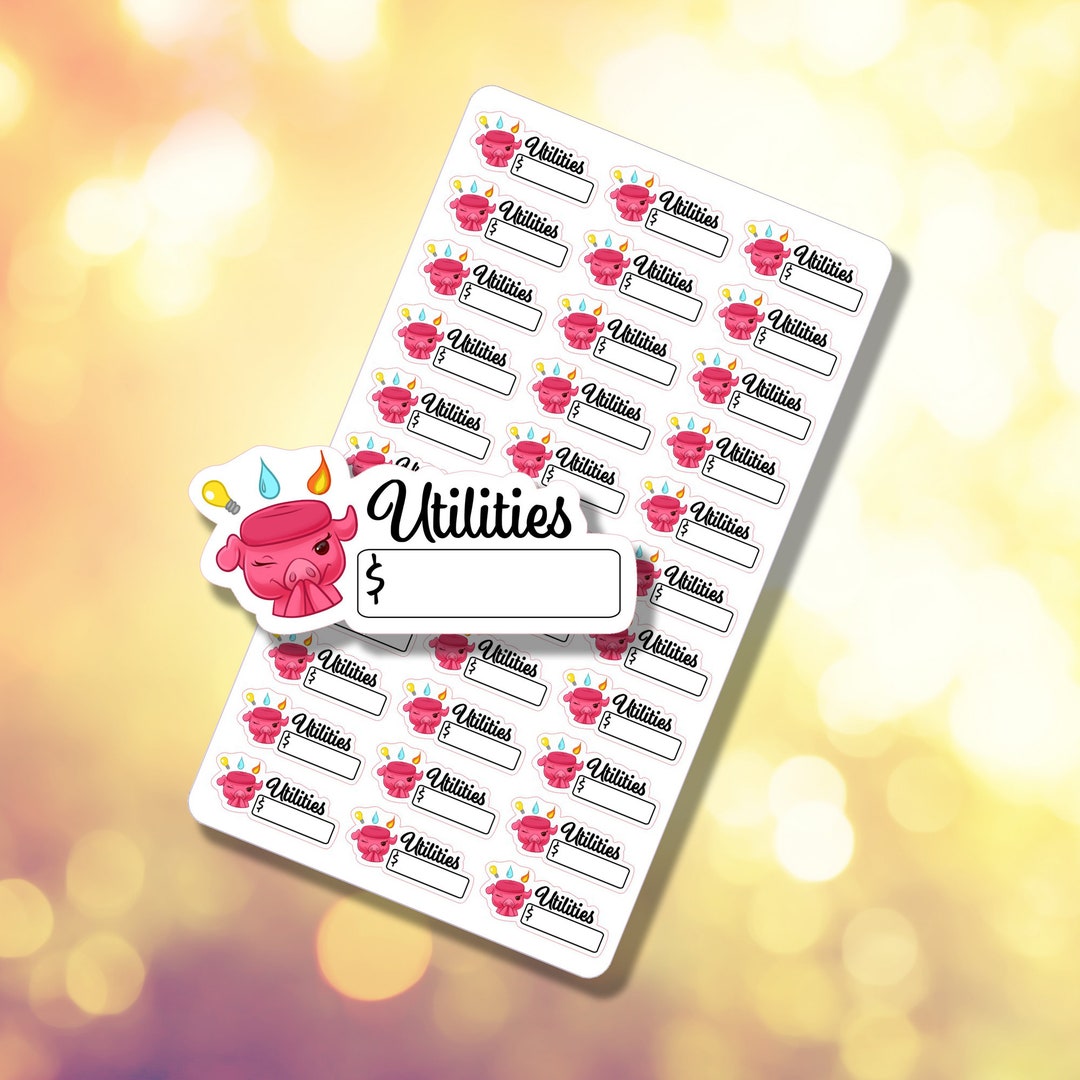 Utilities Payment Due Fillable Sticker | Budgeting | Planner Sticker ...