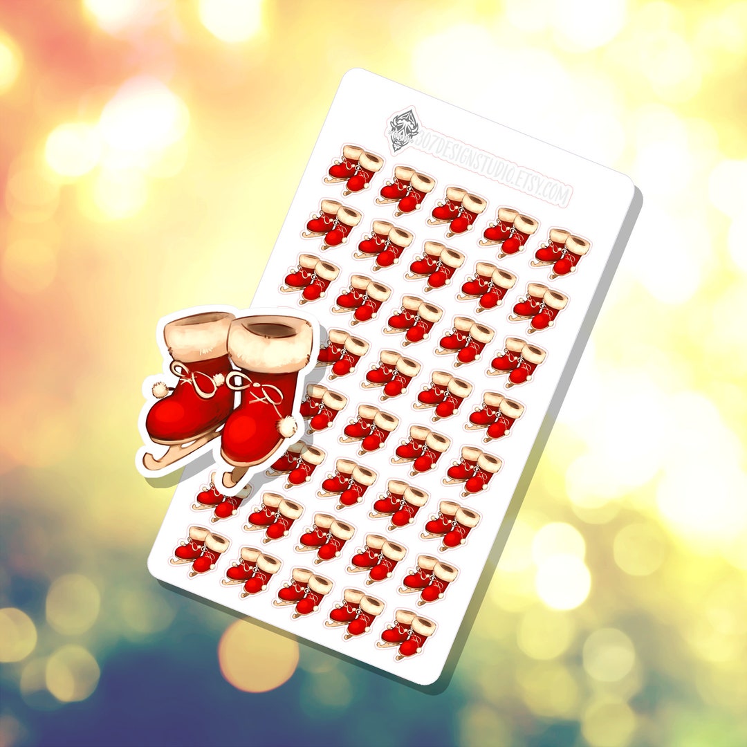 Mini Christmas Ice Skates Sticker Sheet | Journaling Planning Stickers ...