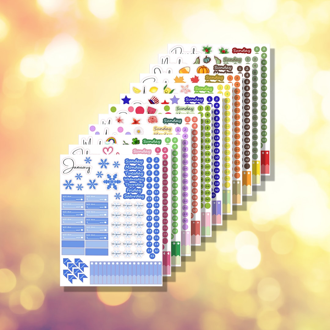 12 Months of Planner Kits | Budgeting, Planner Sticker Sheet | Multiple ...