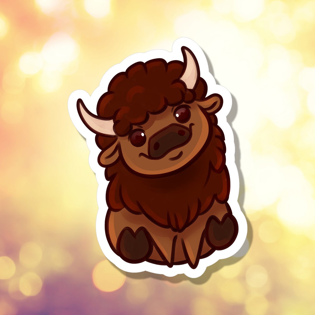 Cute Bison Die Cut Waterproof Sticker | Laptop Water Bottle ...