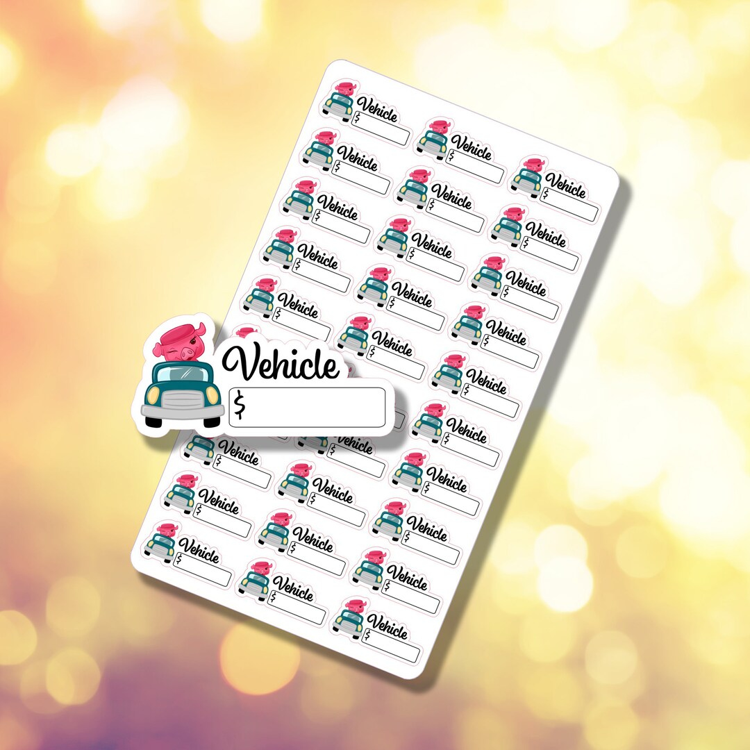 Vehicle Payment Due Fillable Sticker | Budgeting | Planner Sticker ...