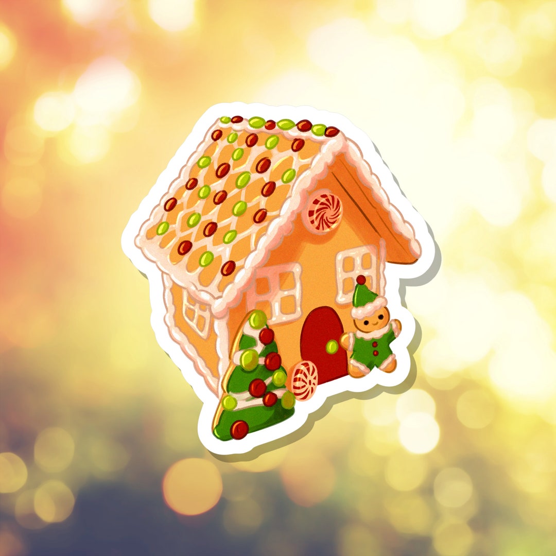 Christmas Gingerbread House Sticker | Laptop Water Bottle Decorative ...