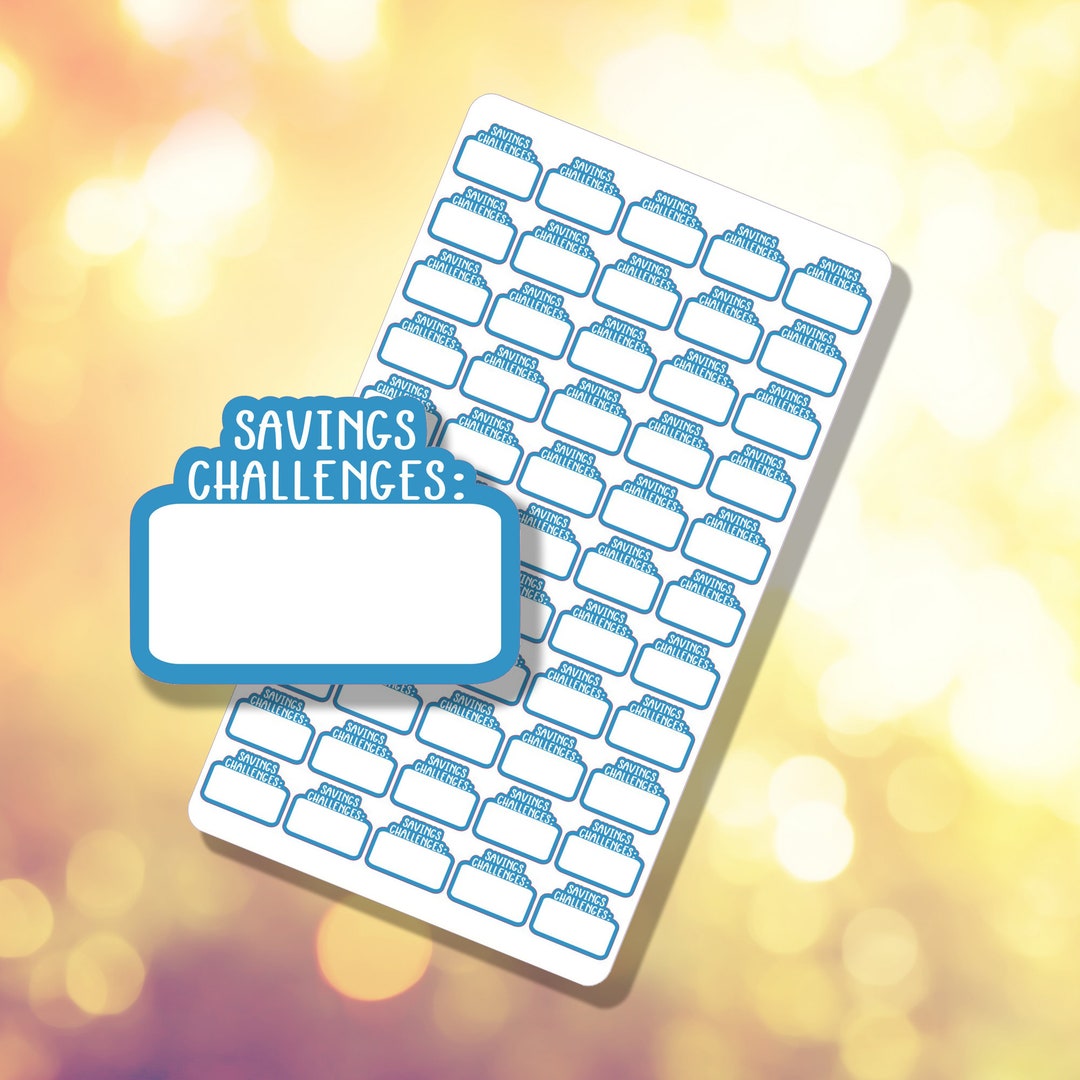 Savings Challenge Tracker Sticker Sheet Multiple Color Options Budget ...