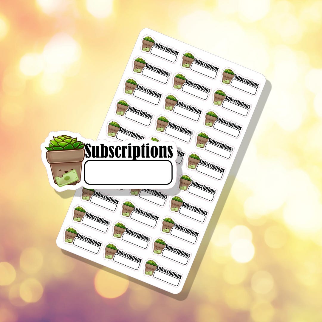 Subscriptions Expense Tracker Fillable Sticker | Budgeting | Planner ...