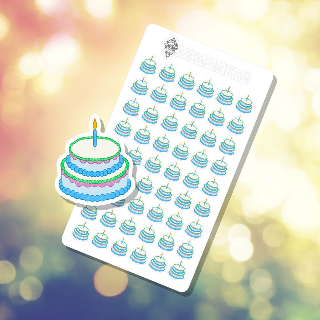 Birthday Cake Icon Planner Sticker Sheet Birthday Tracker - Etsy