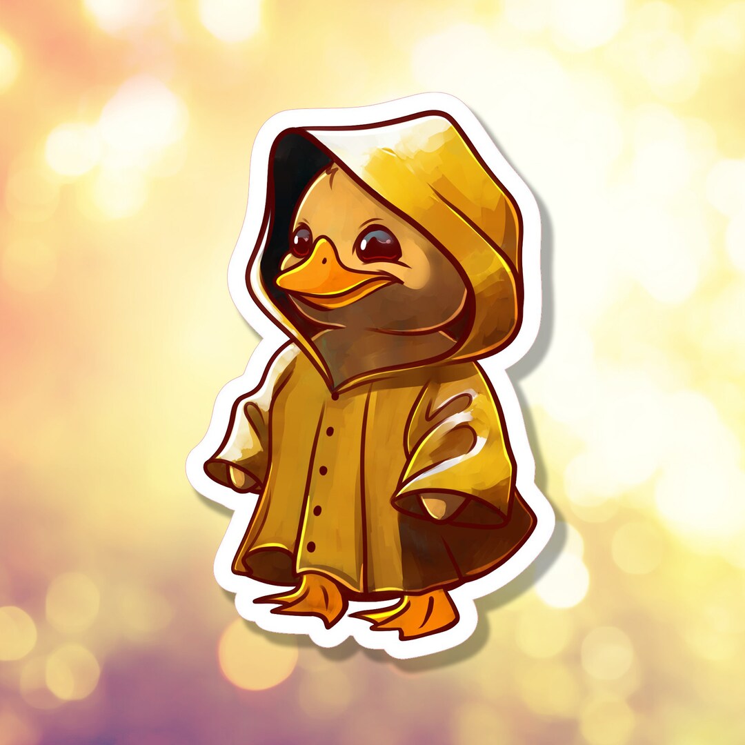 Raincoat Duckling Waterproof Sticker | Laptop Water Bottle Decorative ...