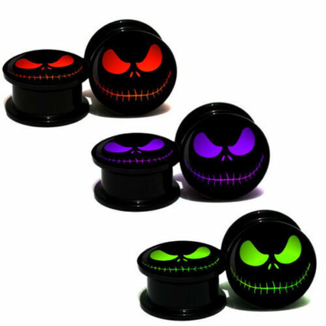 1x Smooth Black Scary Face ACRYLIC Screw Fix Halloween Ear - Etsy UK