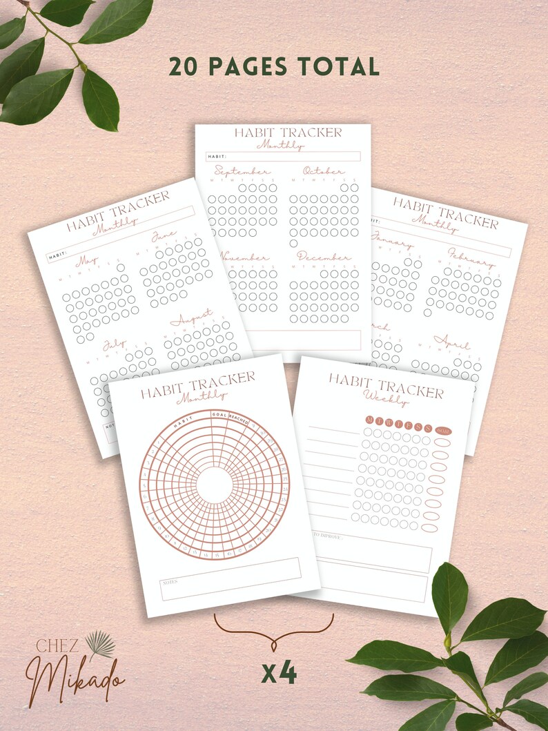 Digital Habit Tracker: Printable Monthly, Annual & Weekly Planner for ...