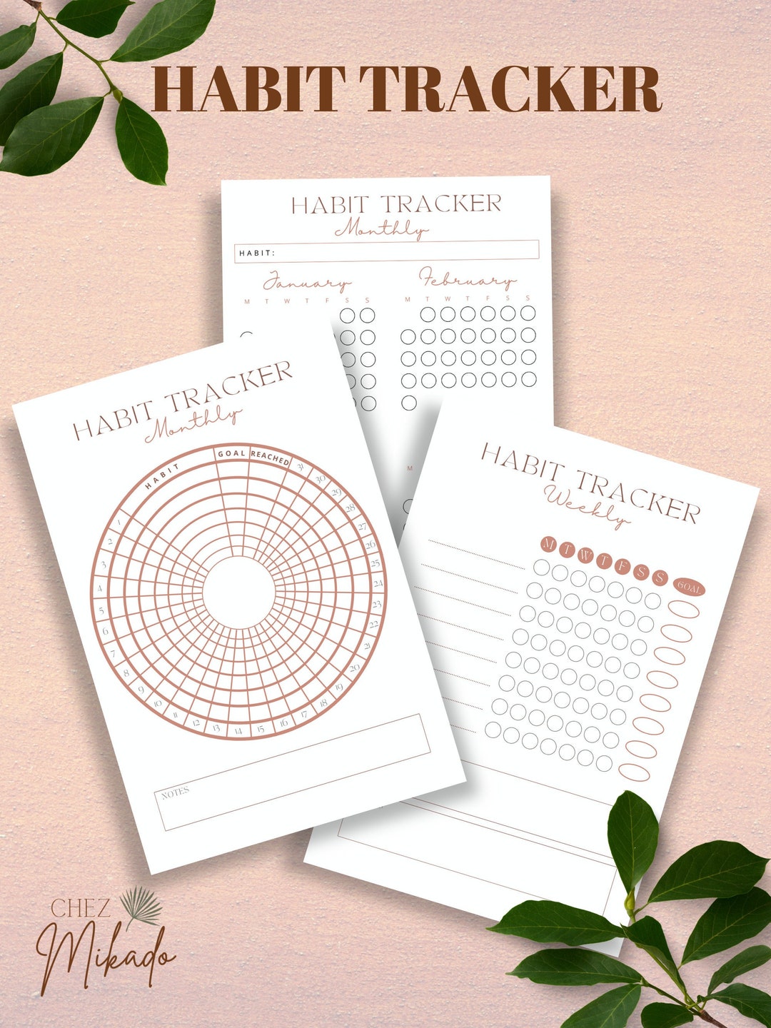 Digital Habit Tracker: Printable Monthly, Annual & Weekly Planner for ...