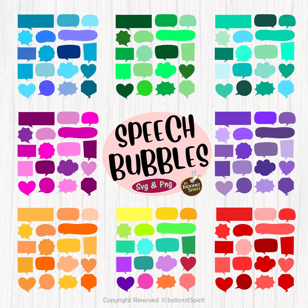 Speech Bubbles Svg & Png / Balloon Svg Pack / Bubbles Clipart ...
