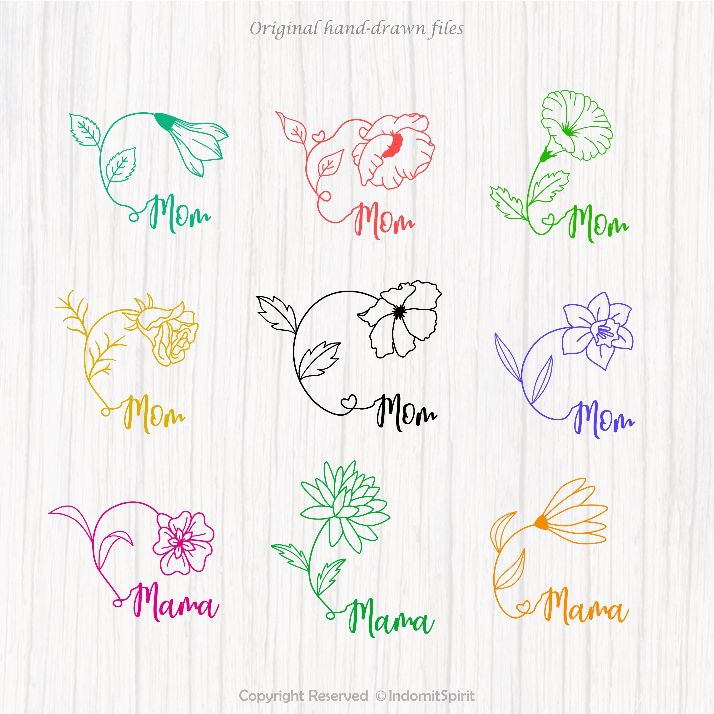 Mom Flower Svg & Png / Birth Month Mama Flowers / Birth Mom Flower ...