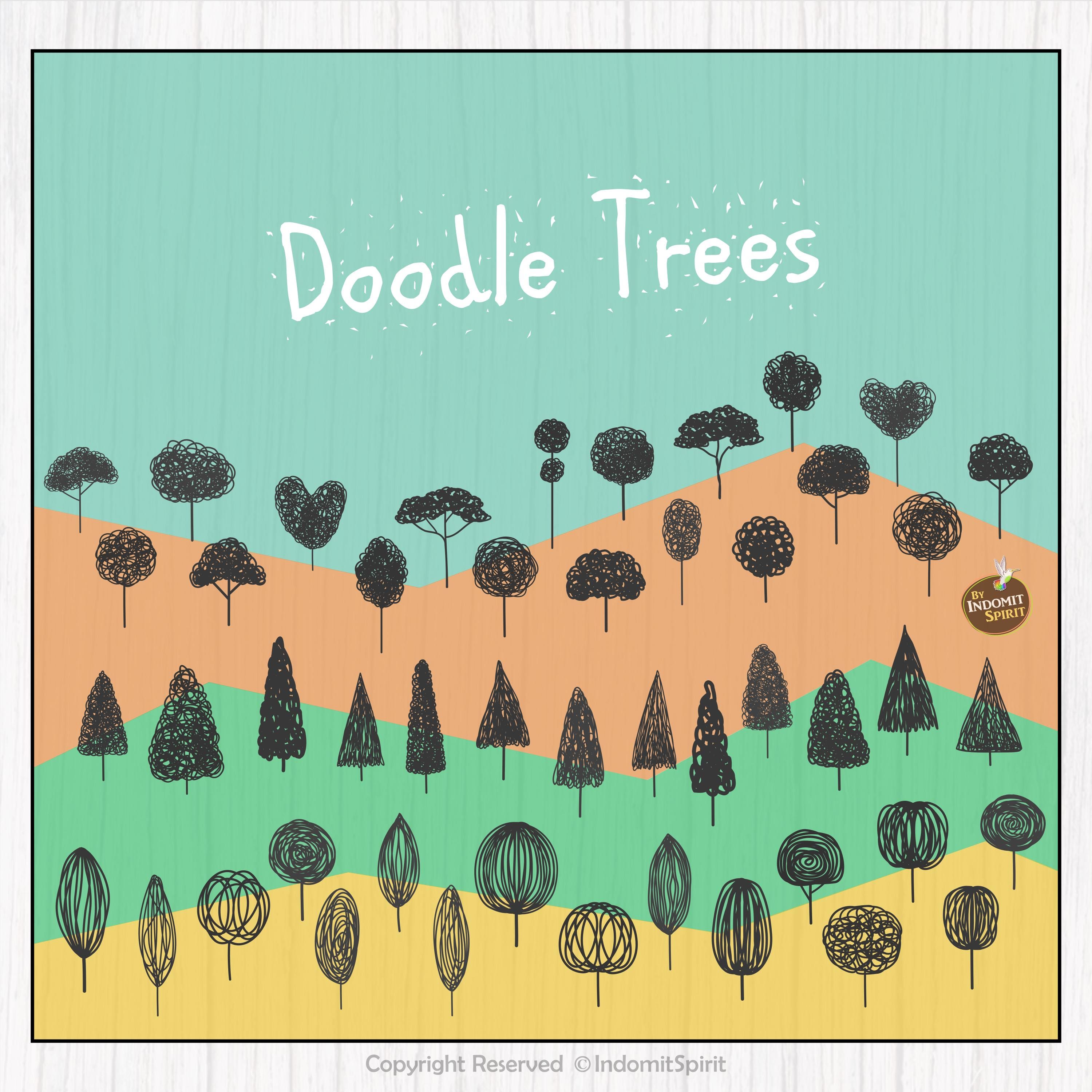 Doodle Tree Svg & Png / Pine Tree Line Art / Branch Vector / Trees ...