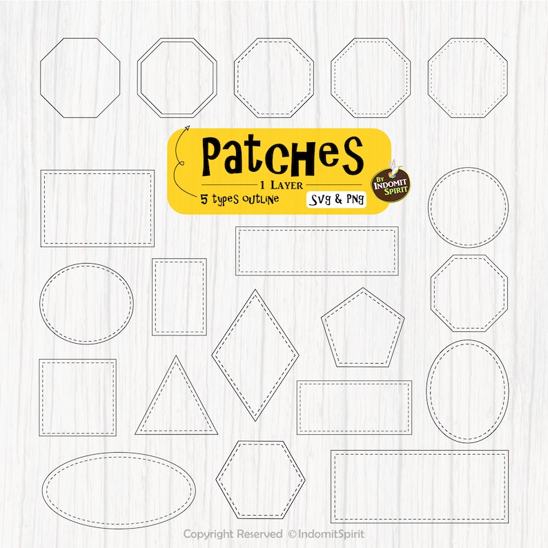 Patch Svg Bundle / Dotted Outline Svg Png/ Patches Leather Png / Hat ...