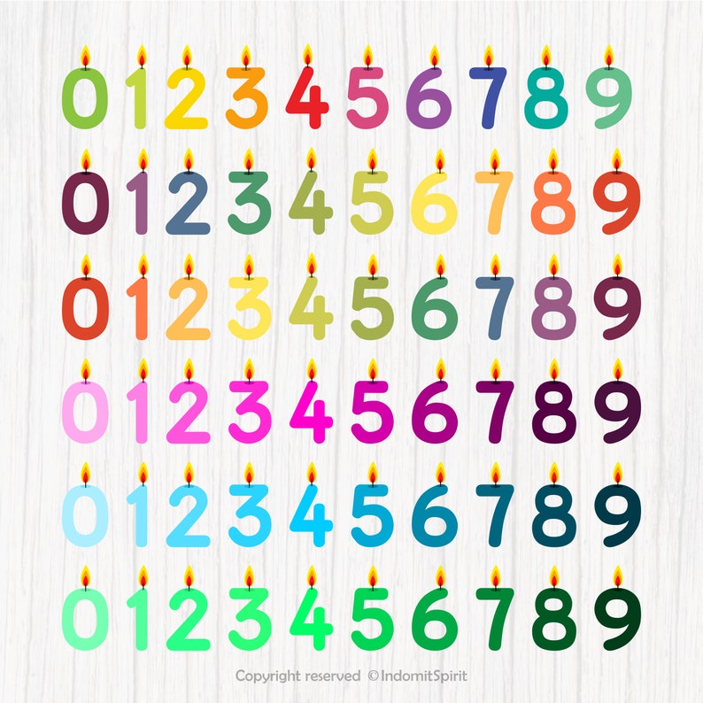 Number Candle Svg & Png / Birthday Cake Png Svg/ Hand Drawn Birthday ...