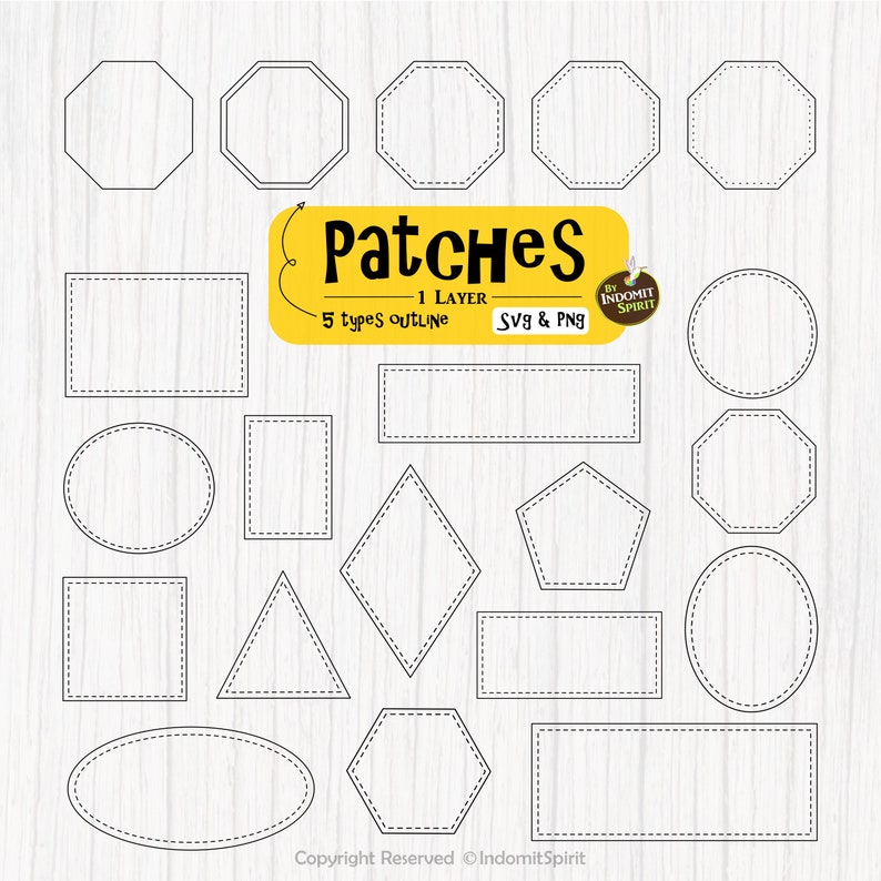 Patch Outline SVG Bundle, Dotted Edge (digital Cut File) - Etsy