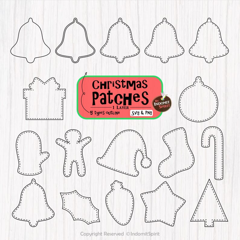 Christmas Patch Svg Png / Dotted Outline Svg / Patches Leather Png ...