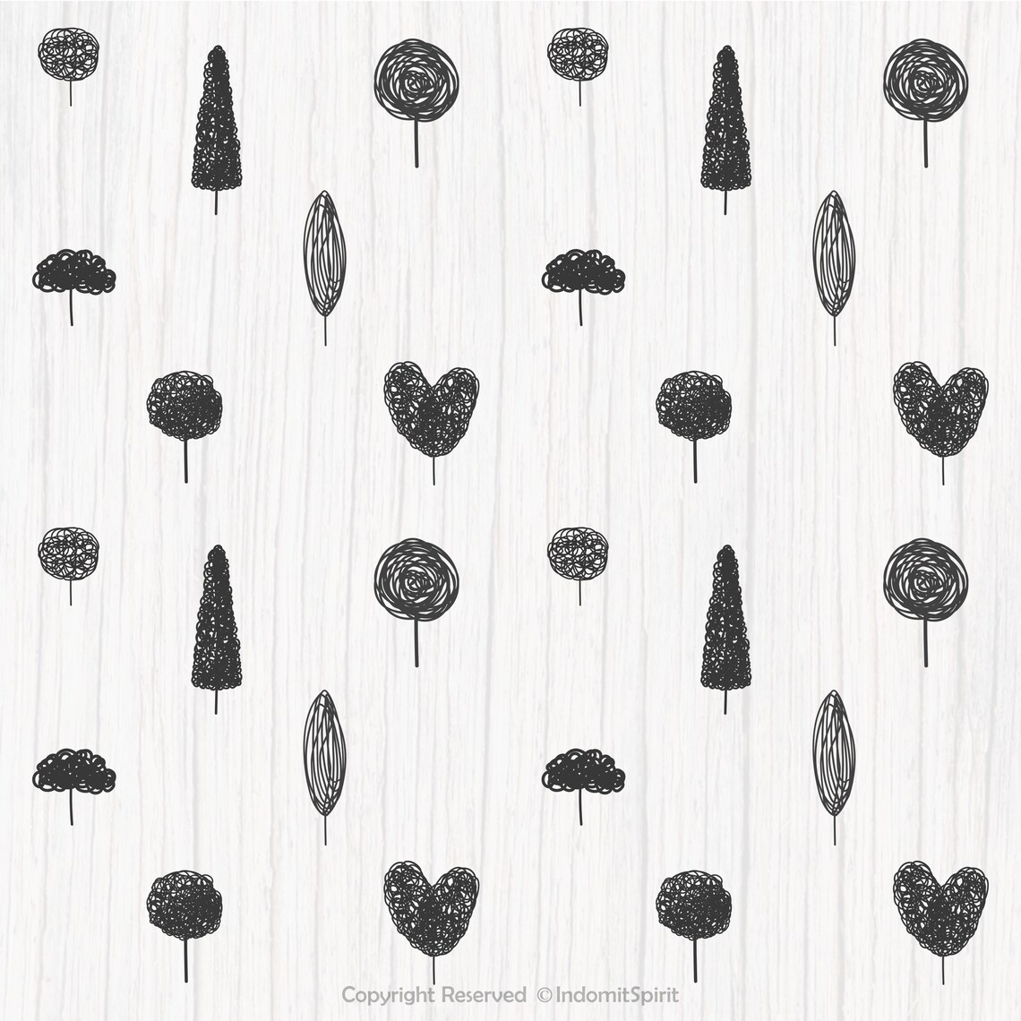 Doodle Tree Svg & Png / Pine Tree Line Art / Branch Vector / Trees ...