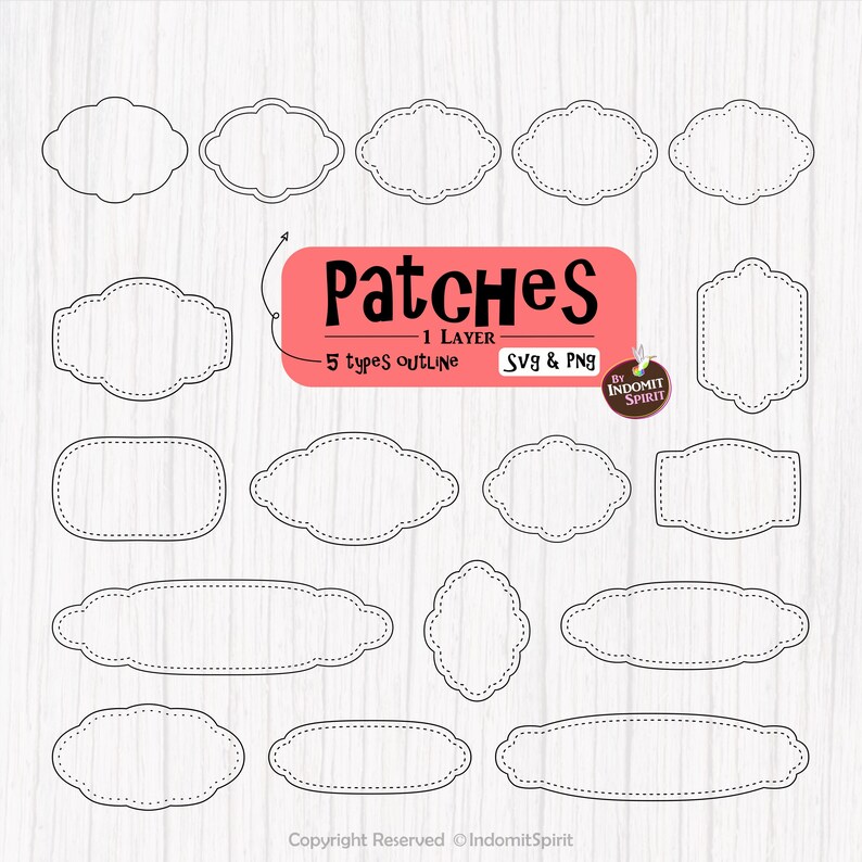 Patch SVG Bundle, Dotted Outline, Tag Cut File (digital Download) - Etsy