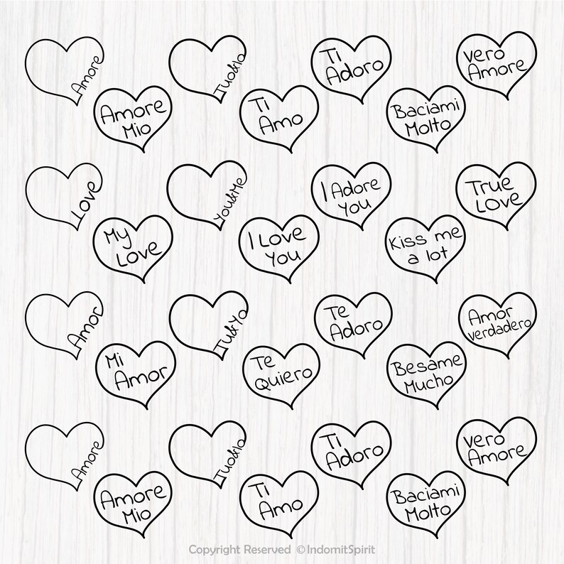 Hearts With Text SVG PNG, Love Languages (digital Download) - Etsy ...