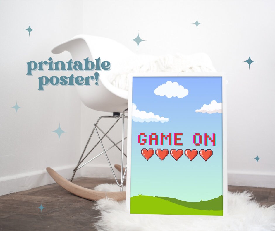 Game on Videogame Themed Printable Poster - Etsy